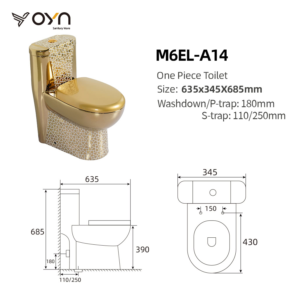 M6EL-A14 One-piece Toilet | Washdown | S-trap 110/250mm | P-trap 180mm